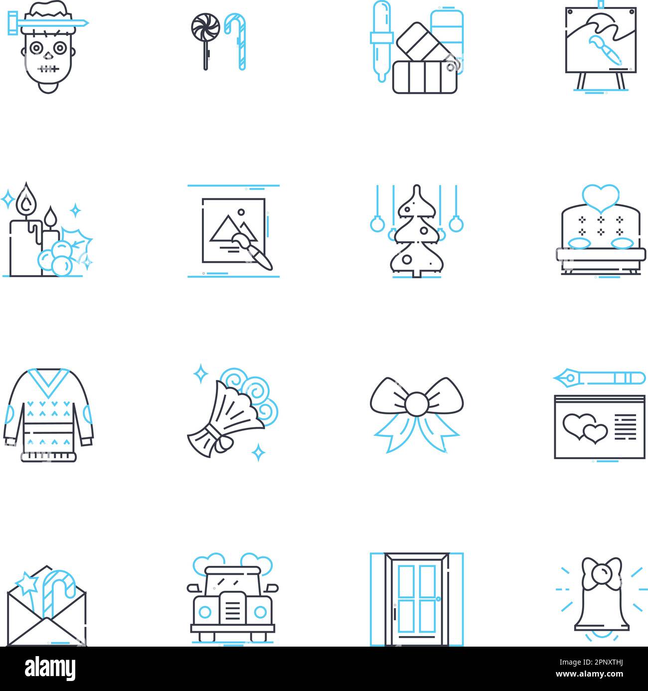 Graphic compnts linear icons set. Vector, Raster, Font, Color, Texture ...