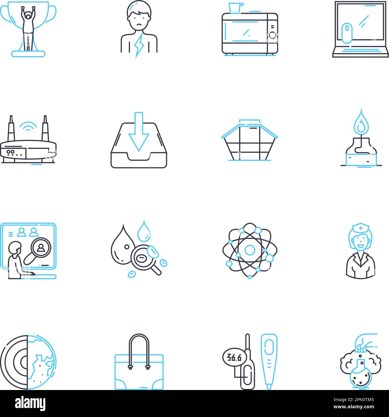 Medicine linear icons set. Surgery, Diagnosis, Treatment, Pharmacology ...