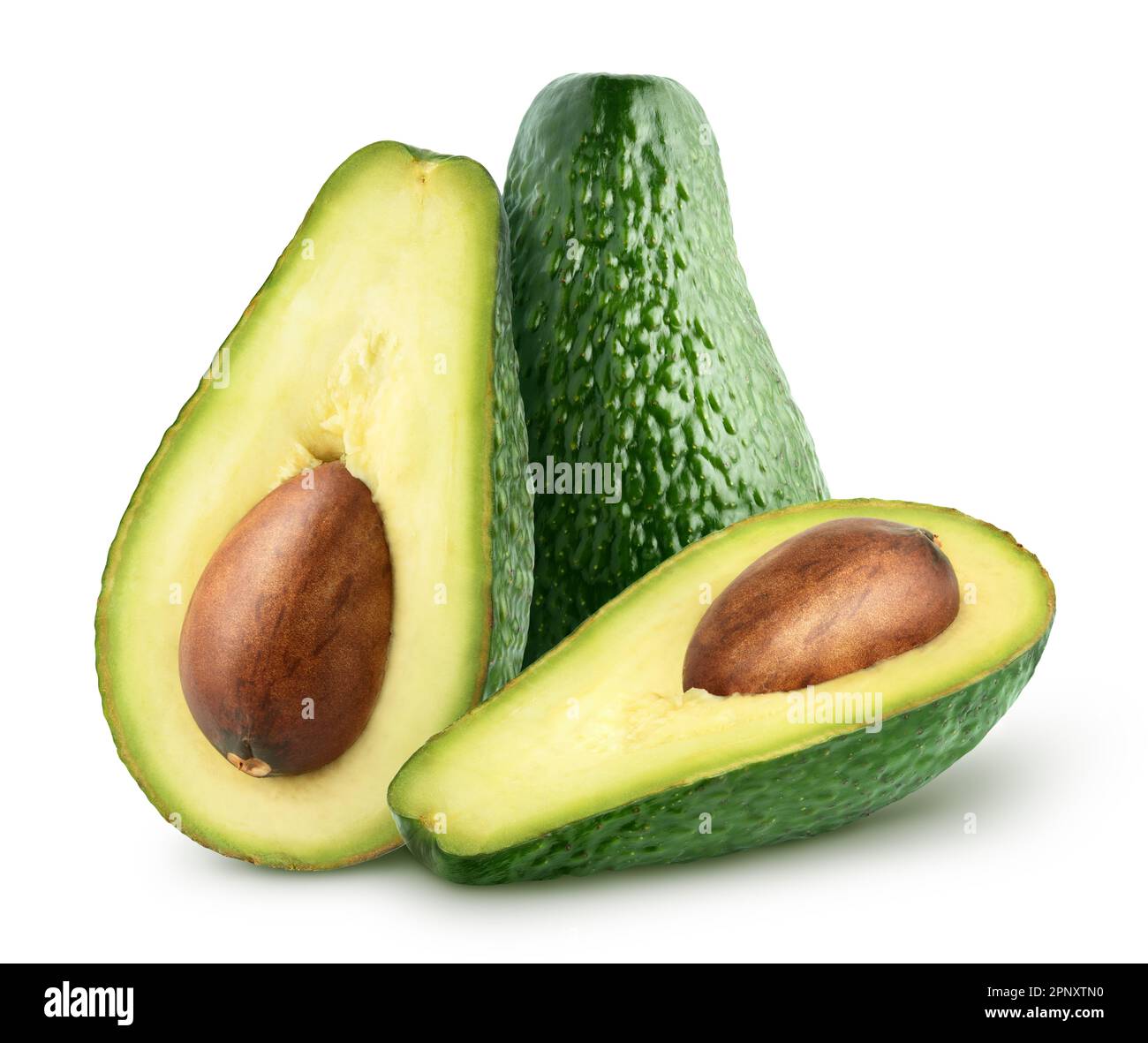 Isolated avocados. One avocado with half isolated on white background ...
