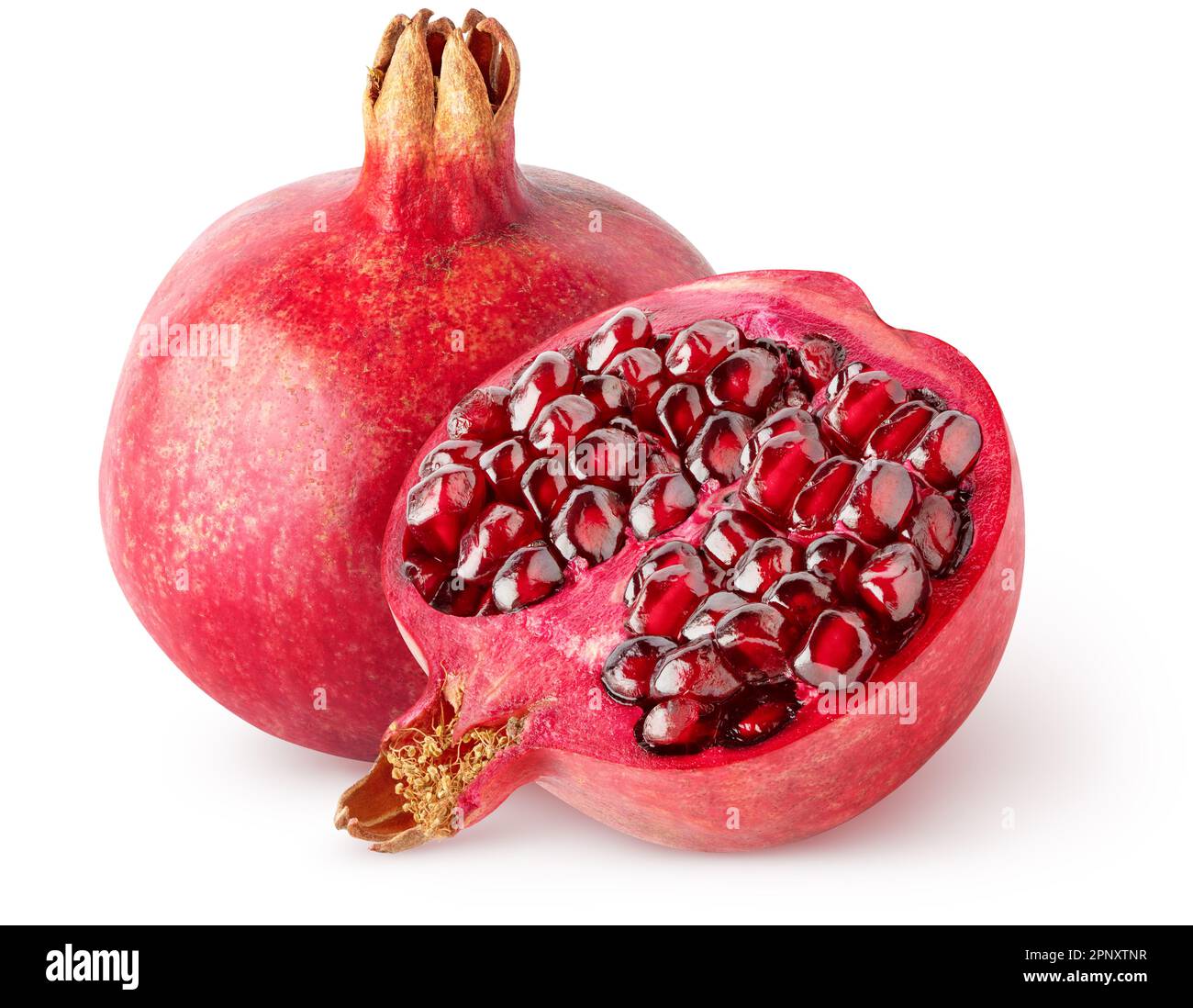 Isolated pomegranate. One whole and Half of pomegranate fruit isolated ...