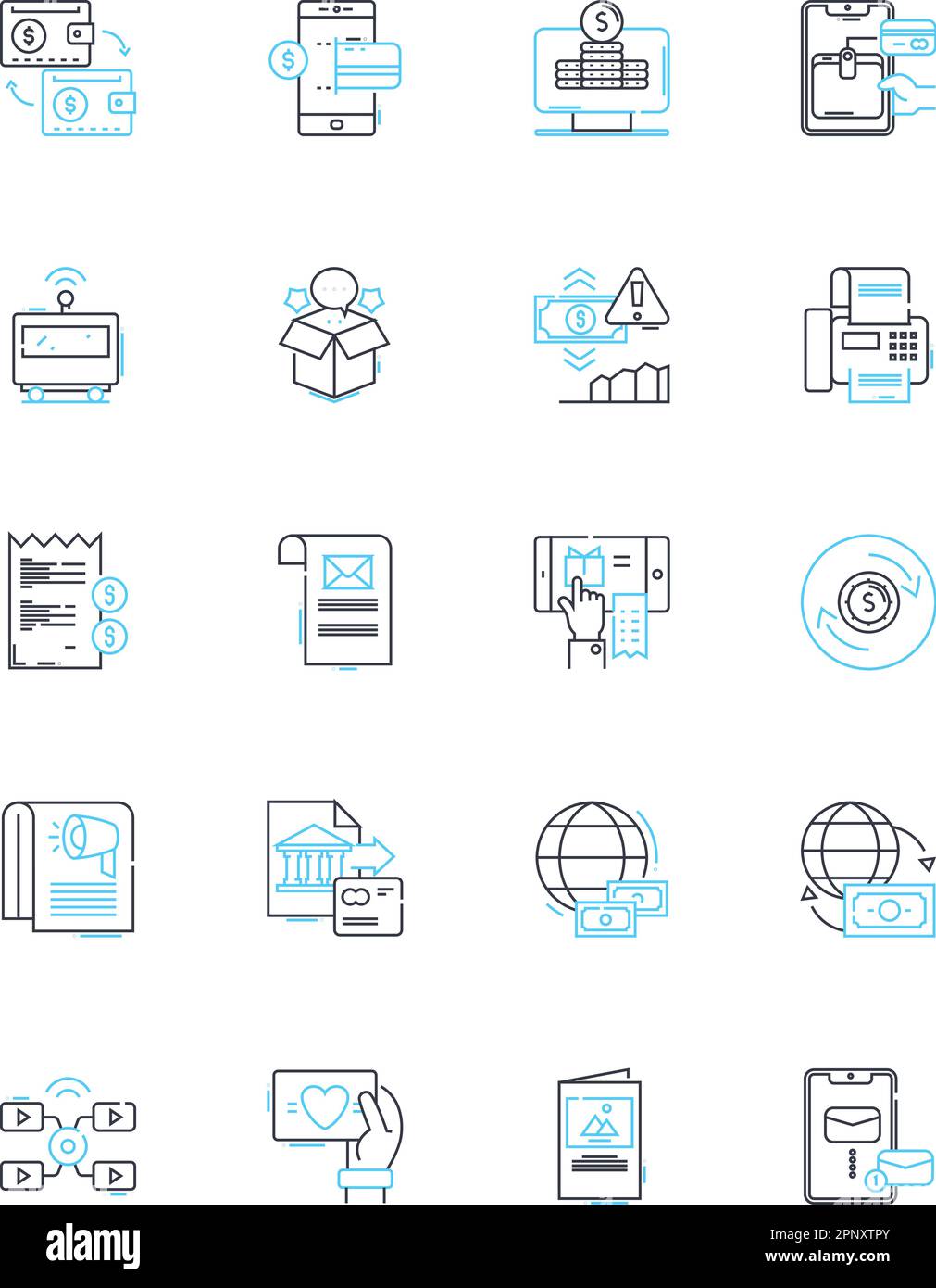 Virtual storefront linear icons set. Digital, Online, E-commerce ...