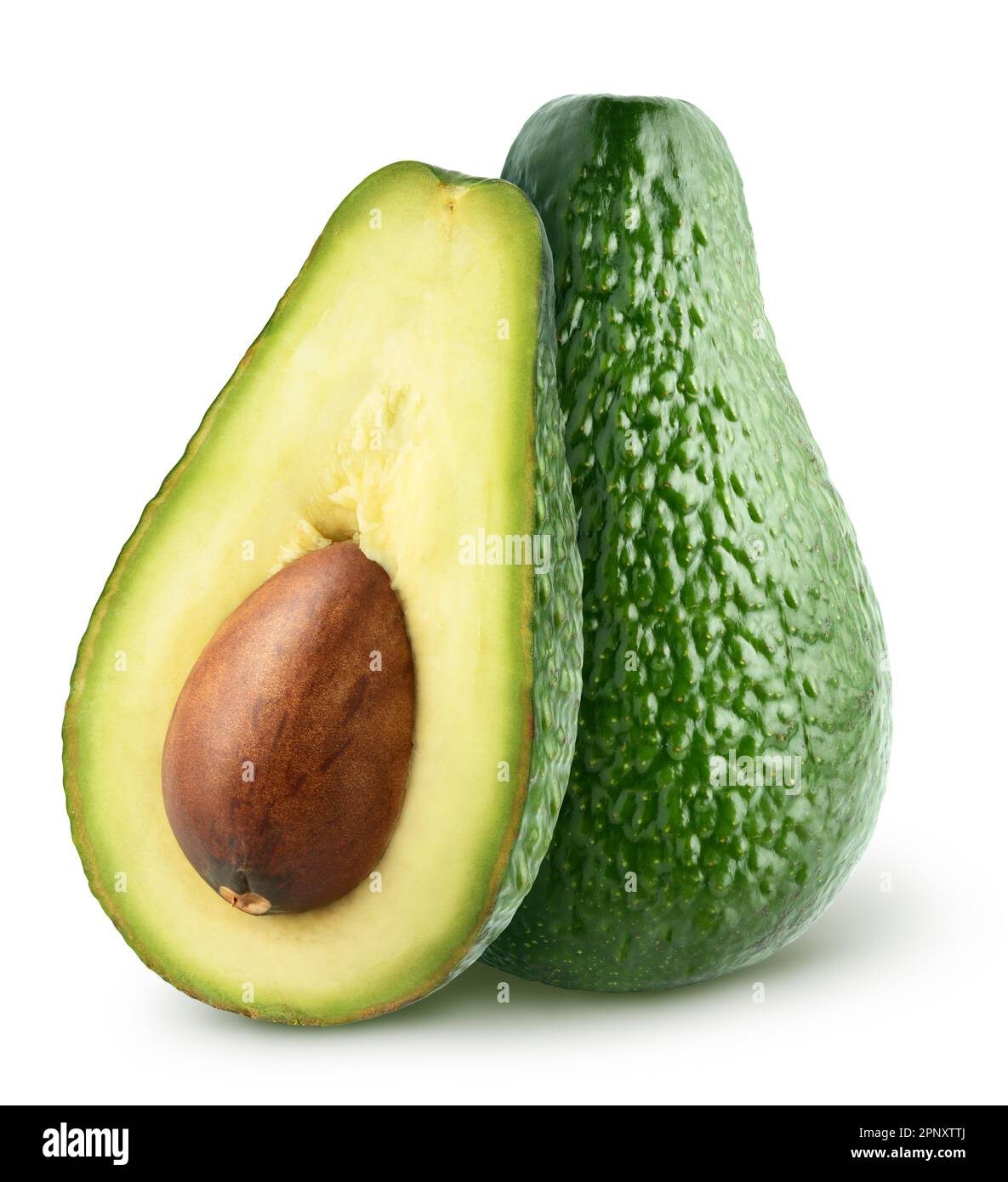 Isolated avocados. Whole avocado with half isolated on white background ...