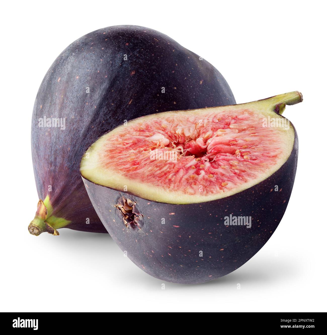 Isolated figs. Whole and half fresh figs isolated on white background ...