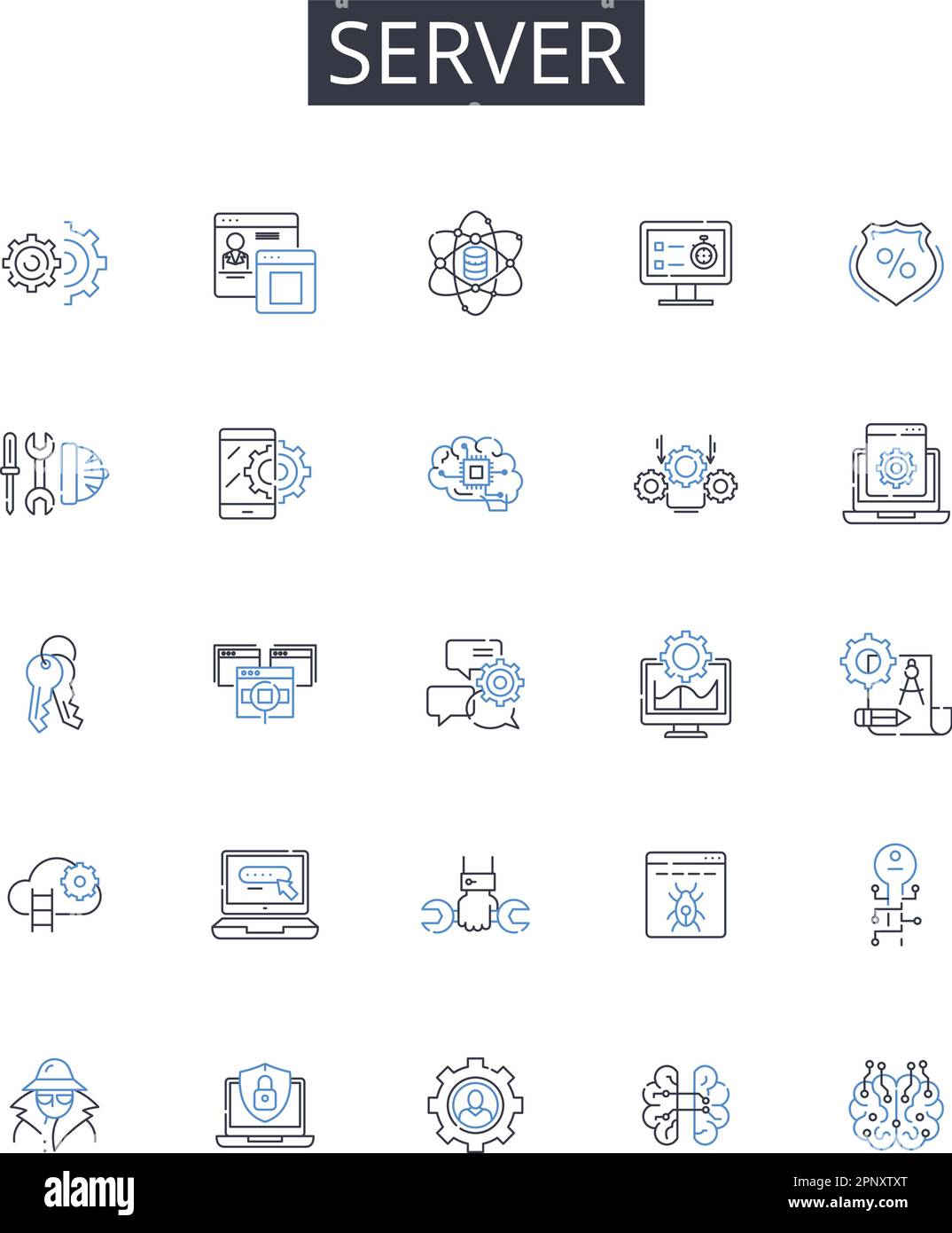 Server Line Icons Collection Host Node Machine Platform Computer System Nerk Vector And