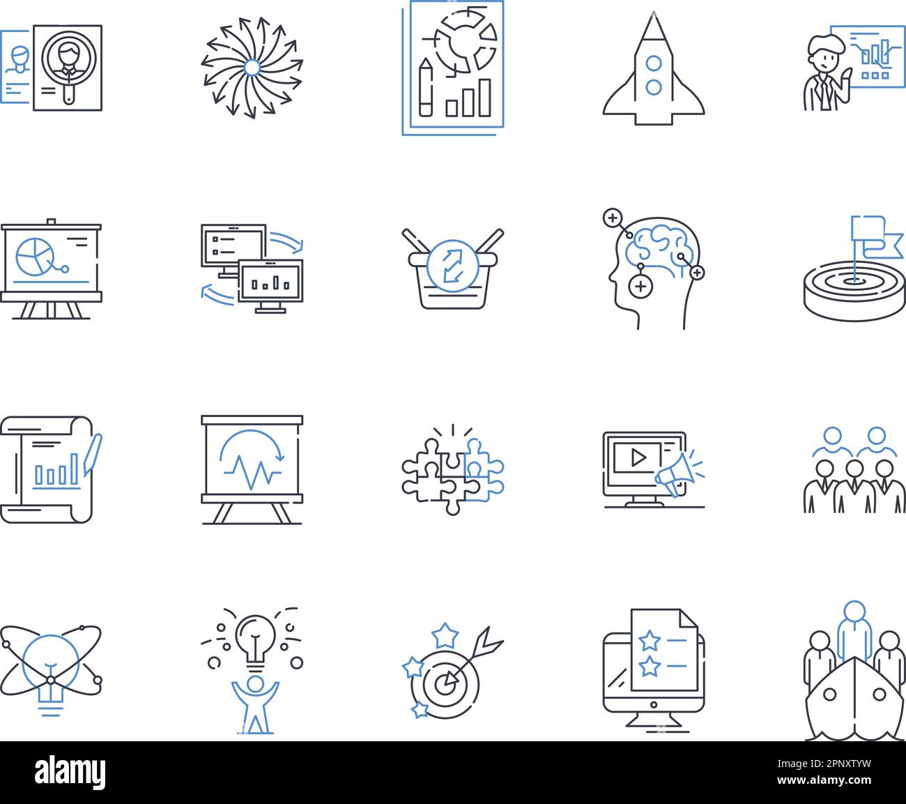 Outline Line Icons Collection Structure Summary Blueprint Skeleton Draft Diagram