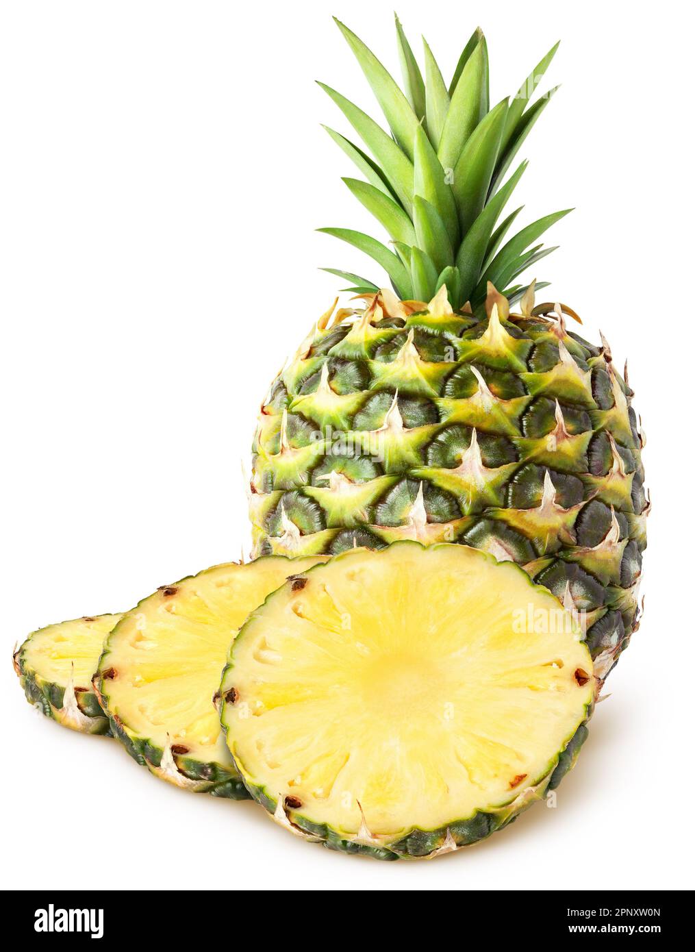 Isolated pineapple fruits. Whole pineapple fruit with slices isolated ...