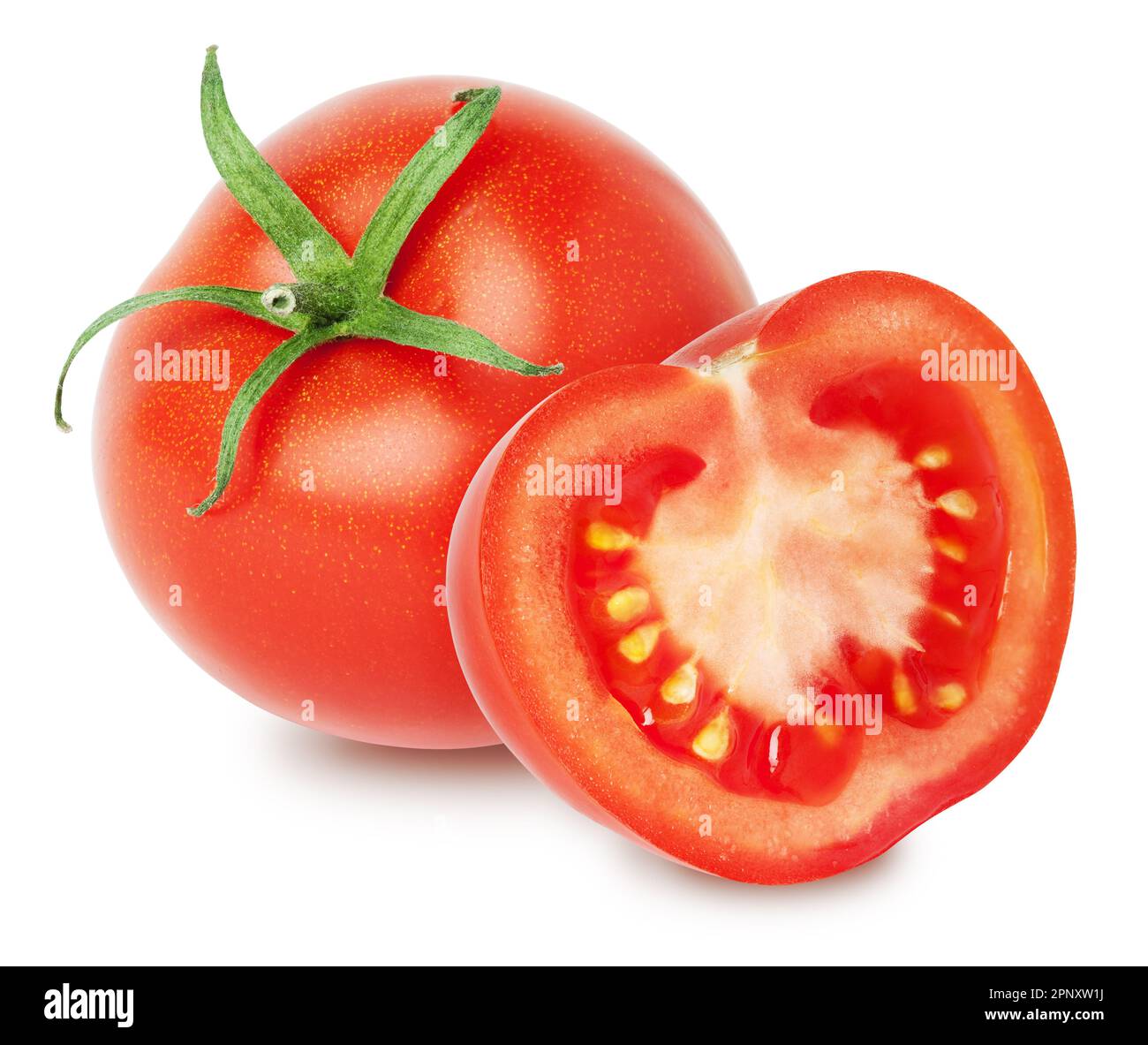 Isolated Tomatoes. Whole fresh Tomato with half isolated on white, with ...