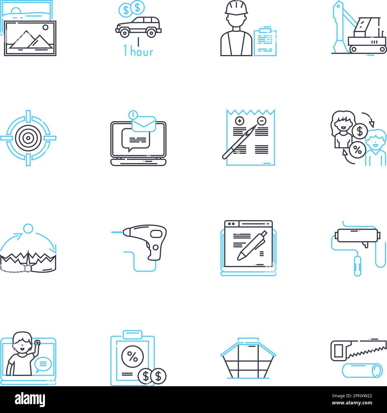 Digital Workforce Linear Icons Set Automation Robotics Virtuality