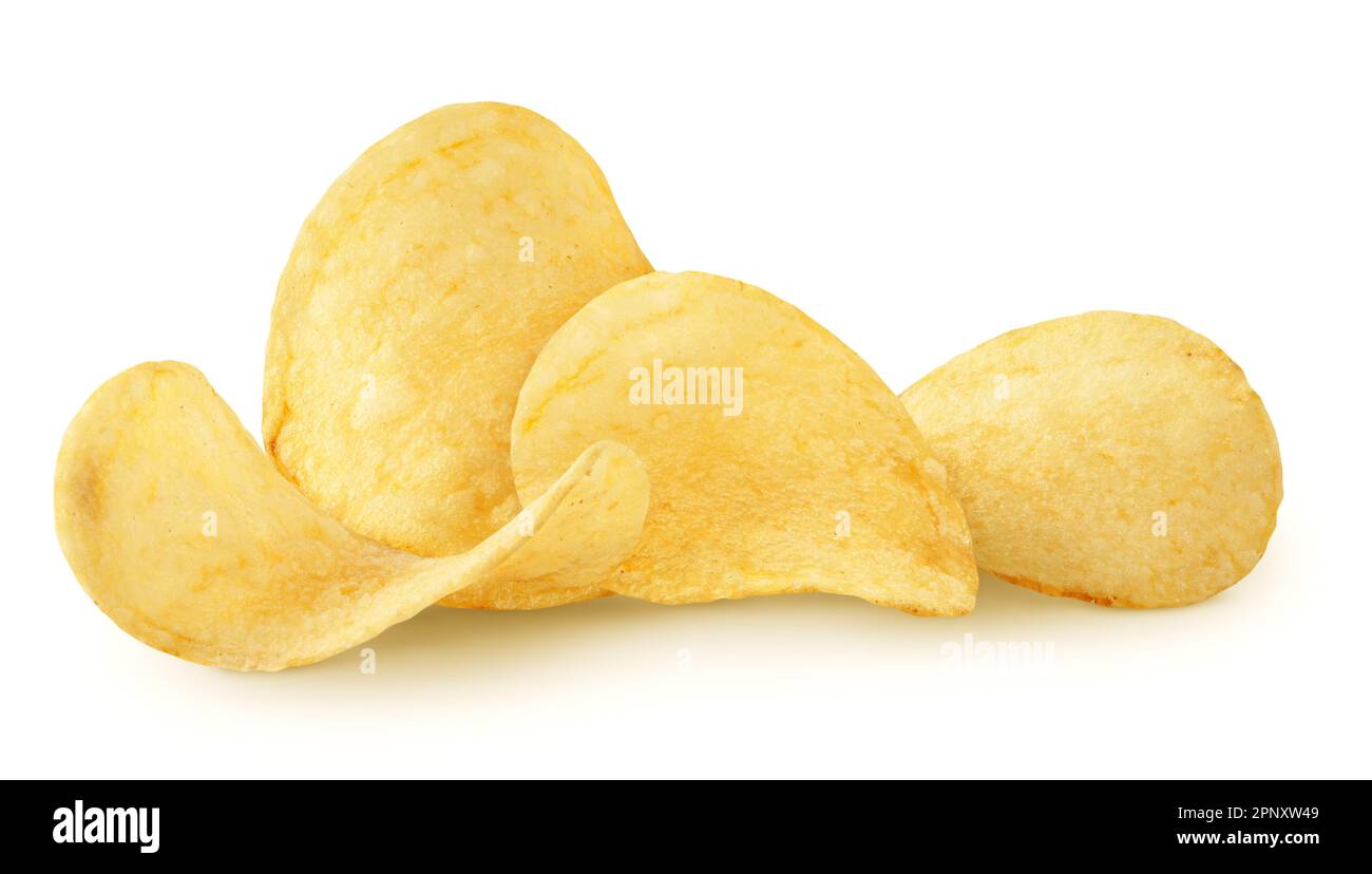 Isolated chips. Group of potato chips isolated on white background with ...