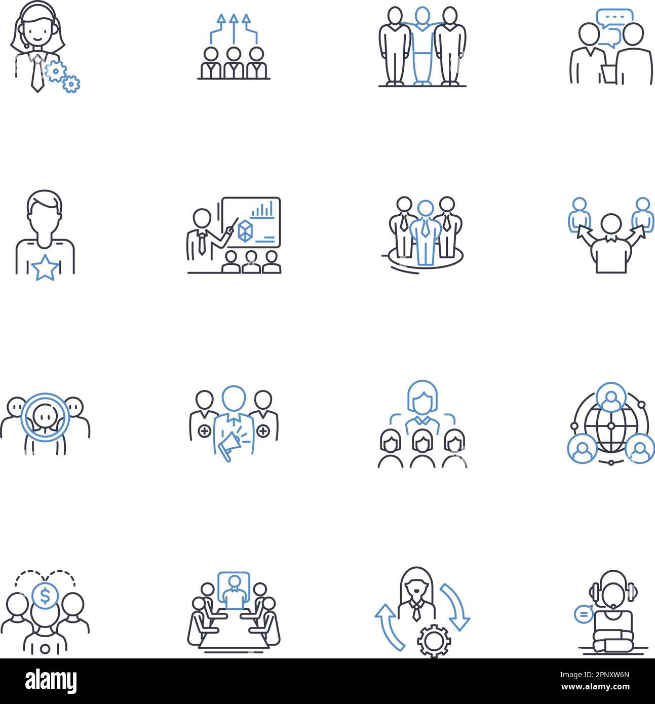 Supervisory management line icons collection. leadership, delegation ...