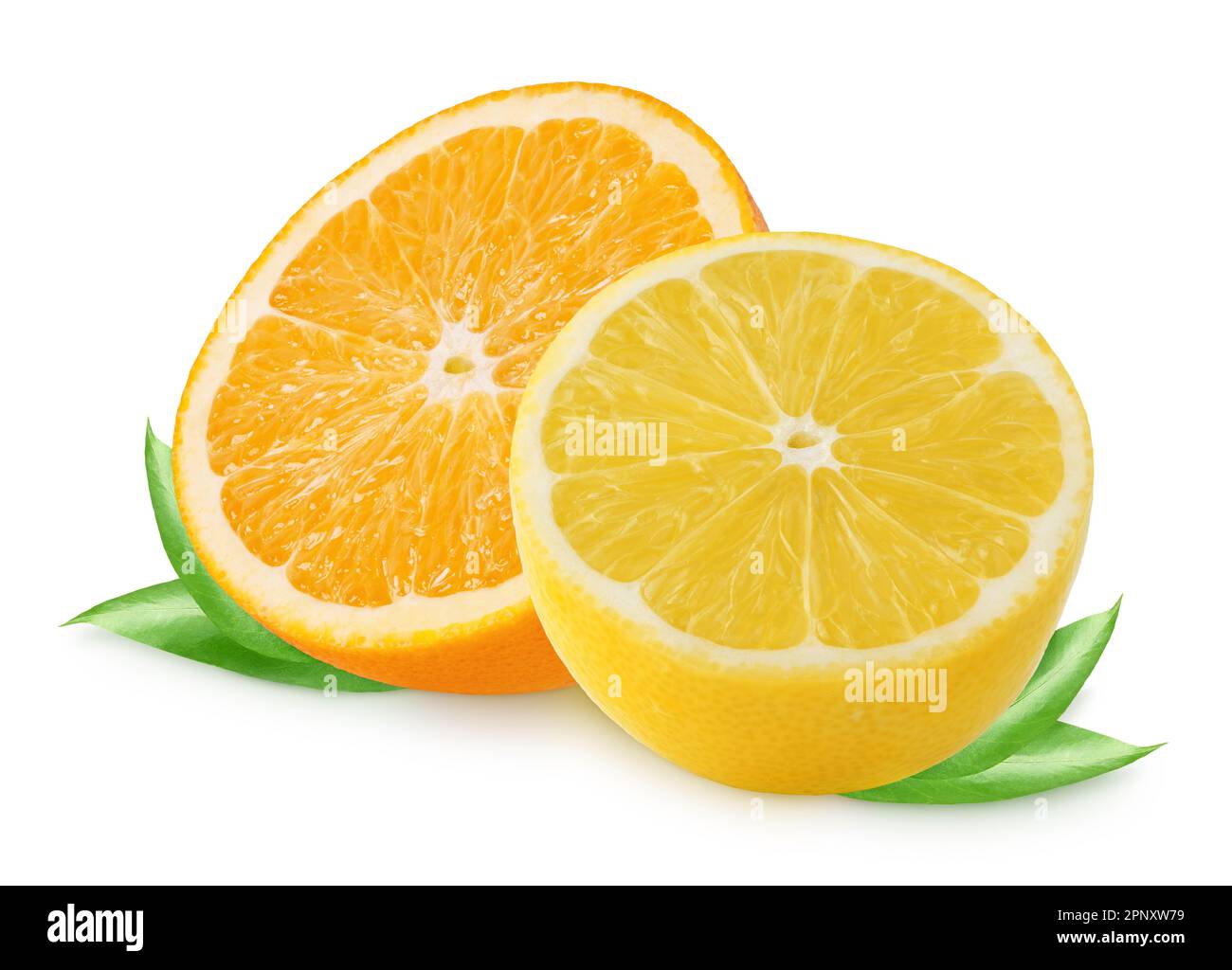 Half orange and lemon isolated on white background, clipping path Stock ...