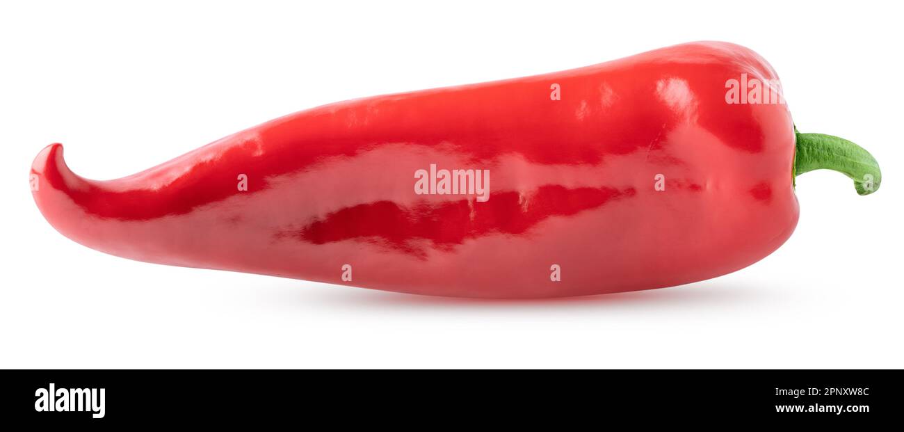 Isolated pepper. One curved red pepper isolated on white background ...