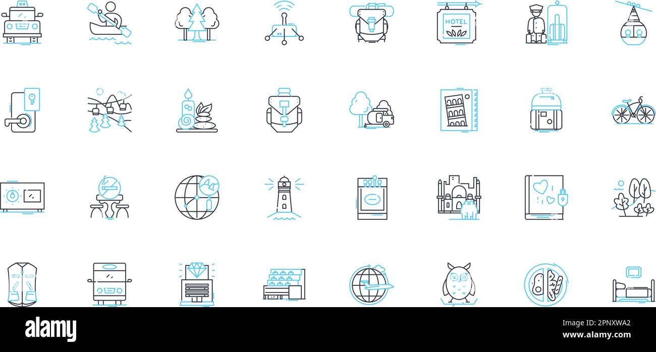 Job travels linear icons set. Itinerary, Expenses, Accommodation, Per ...