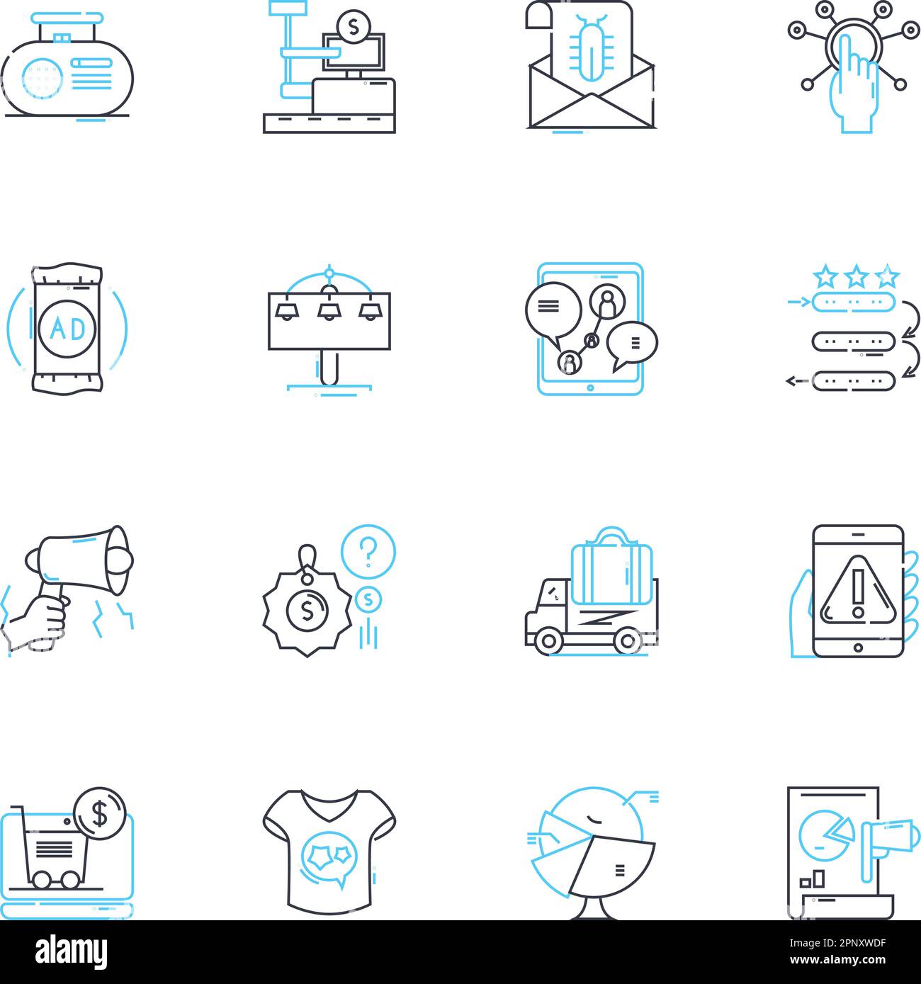 Merchandise trade linear icons set. Import, Export, Trade, Tariff ...