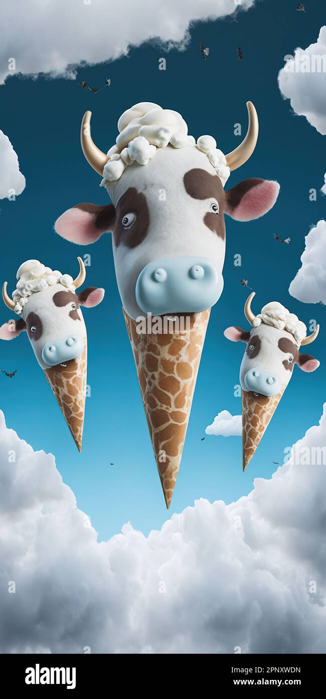 Cow-head Ice Cream Cone Stock Photo - Alamy