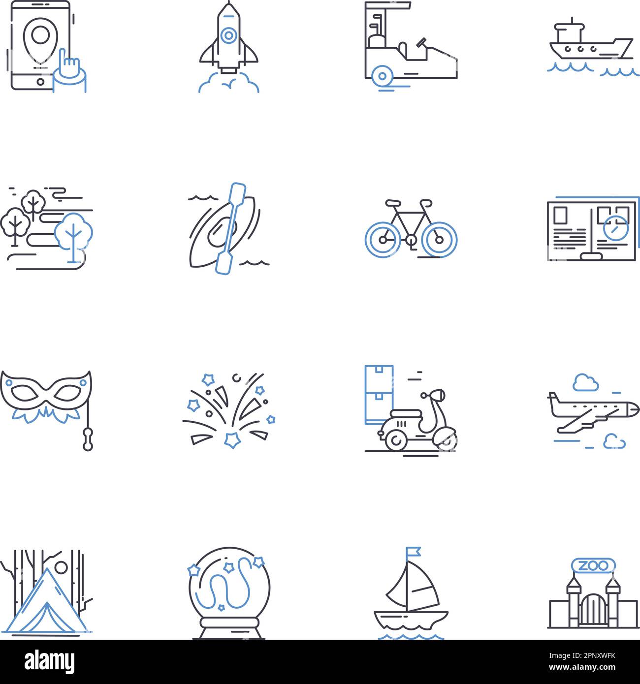 Tripping line icons collection. Exploring, Adventuring, Journeying ...