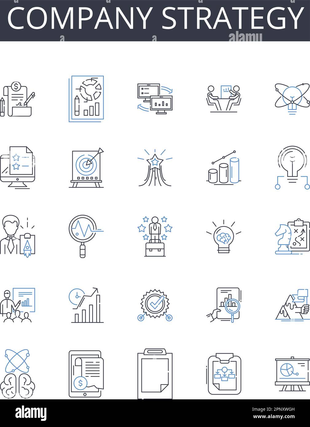 Company strategy line icons collection. Marketing plan, Business model ...