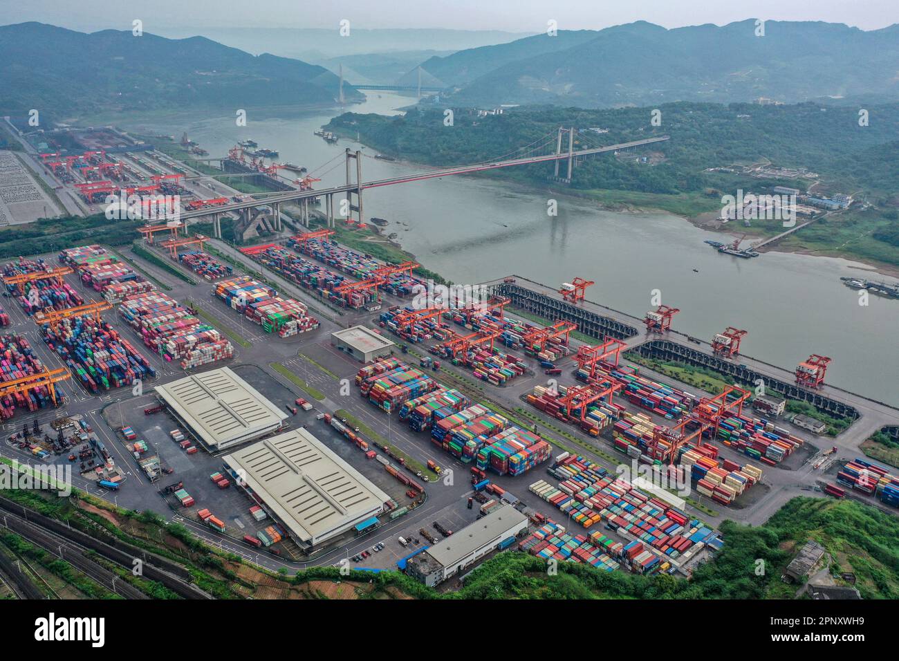 Chongqing. 20th Apr, 2023. This aerial photo taken on April 20, 2023 shows a view of Guoyuan ...