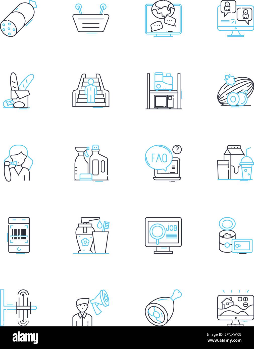 Virtual helpers linear icons set. Assistance, Support, AI, Technology ...