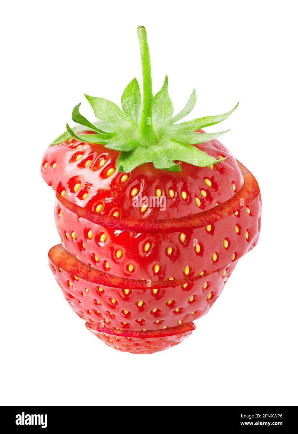 Isolated strawberry slices. Sliced strawberry fruit isolated on white ...