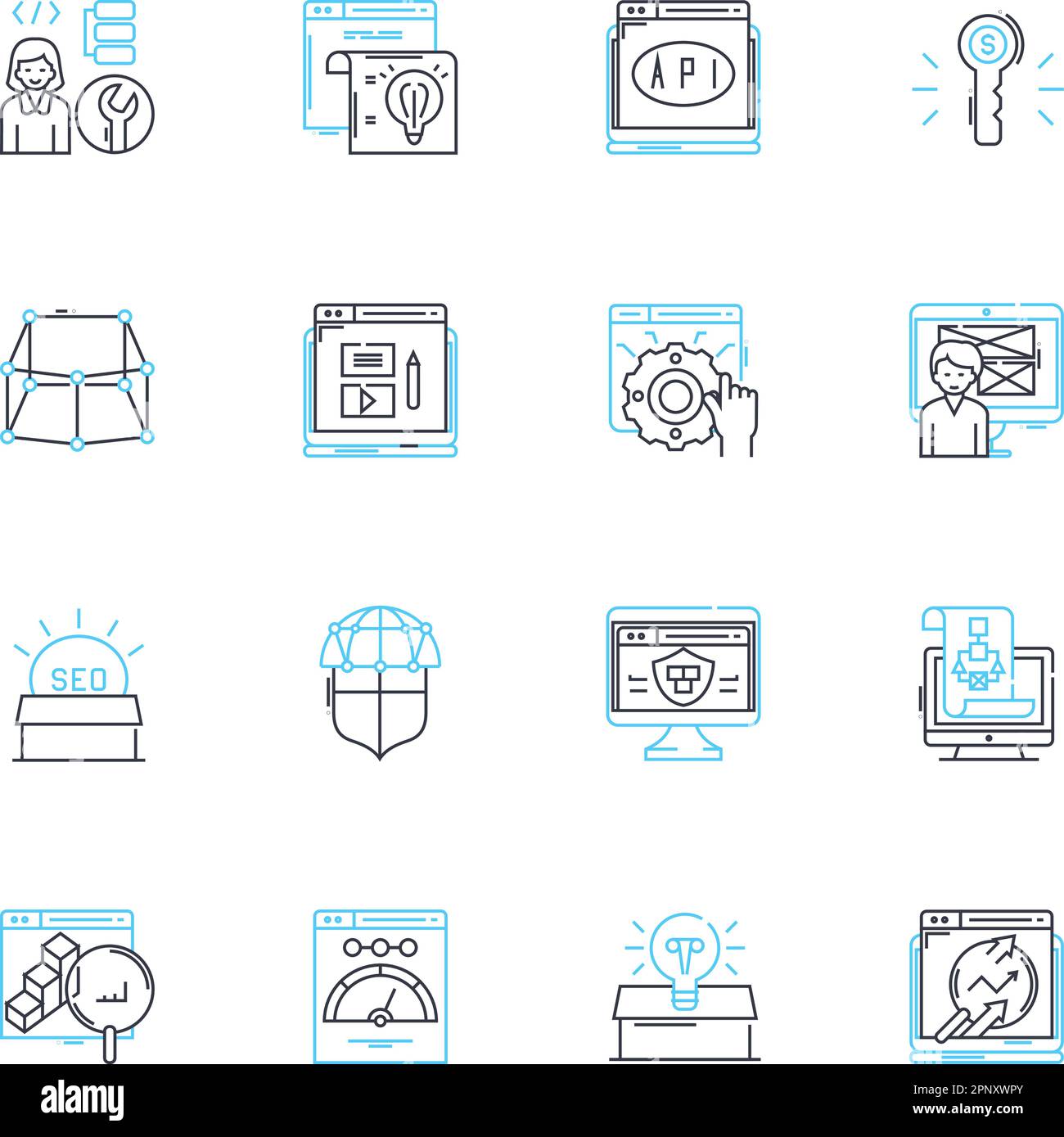 Content Design Linear Icons Set Strategy User Centered Information