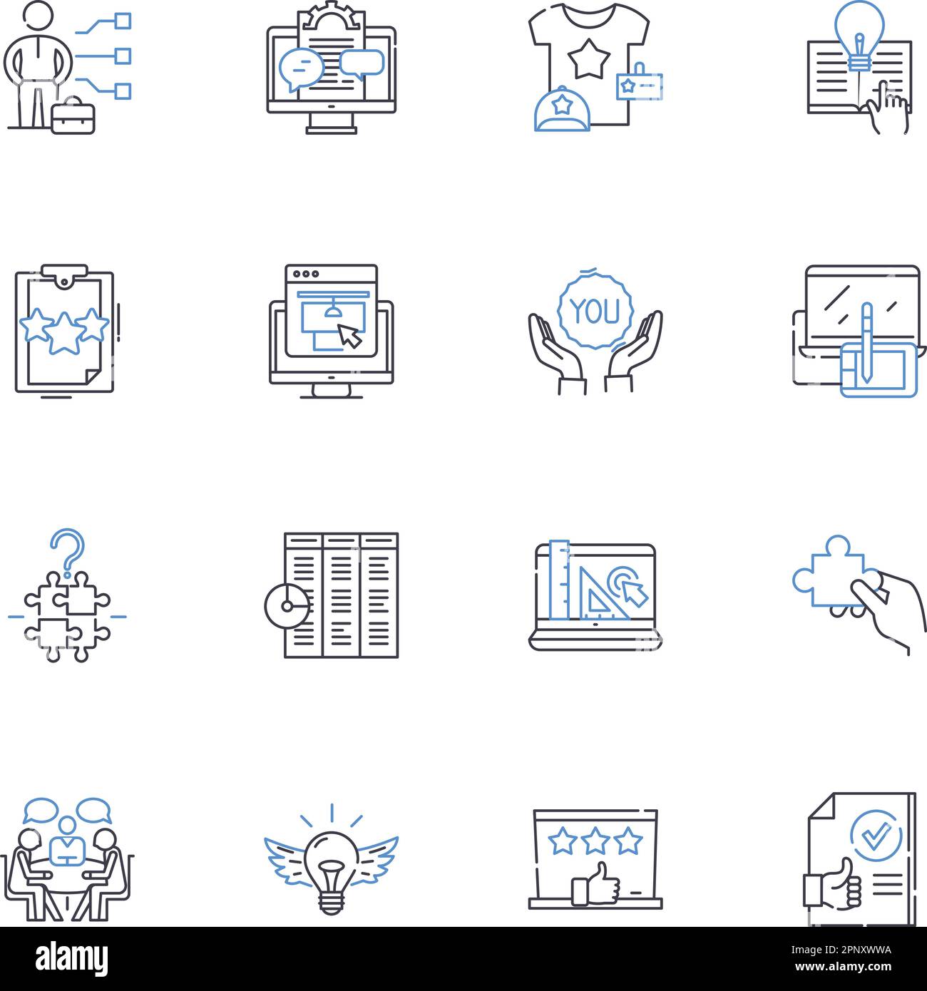 Direct mail line icons collection. Campaigns, Postcards, Flyers ...