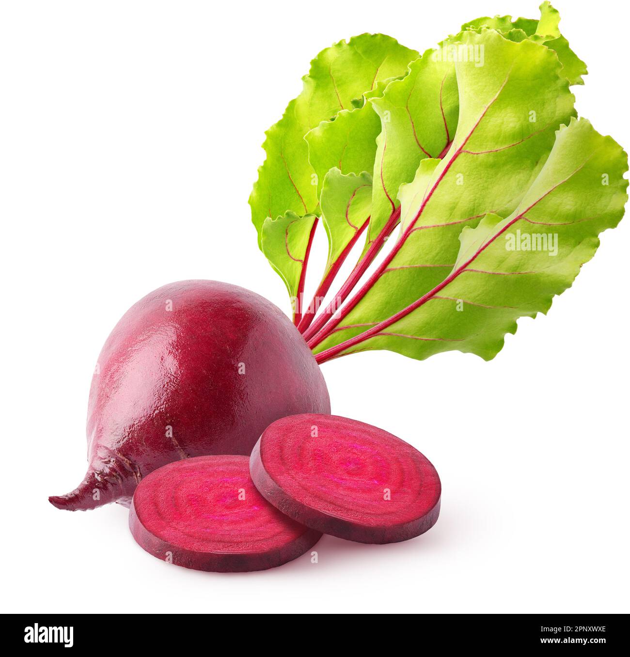 Isolated Beetroots. Whole beetroot with leaves and slices isolated on ...