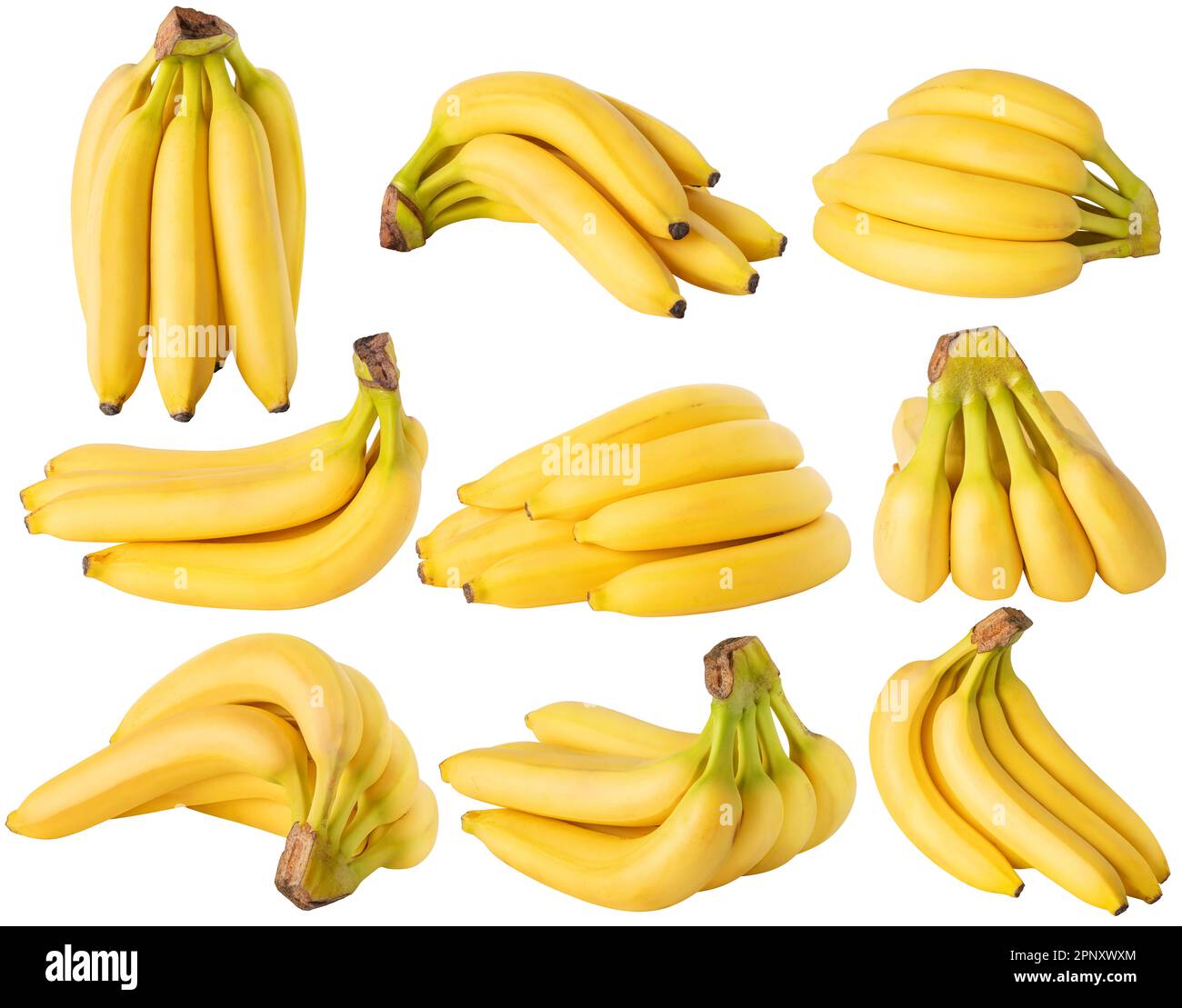 Bunch of bananas collection isolated on white background, with clipping ...