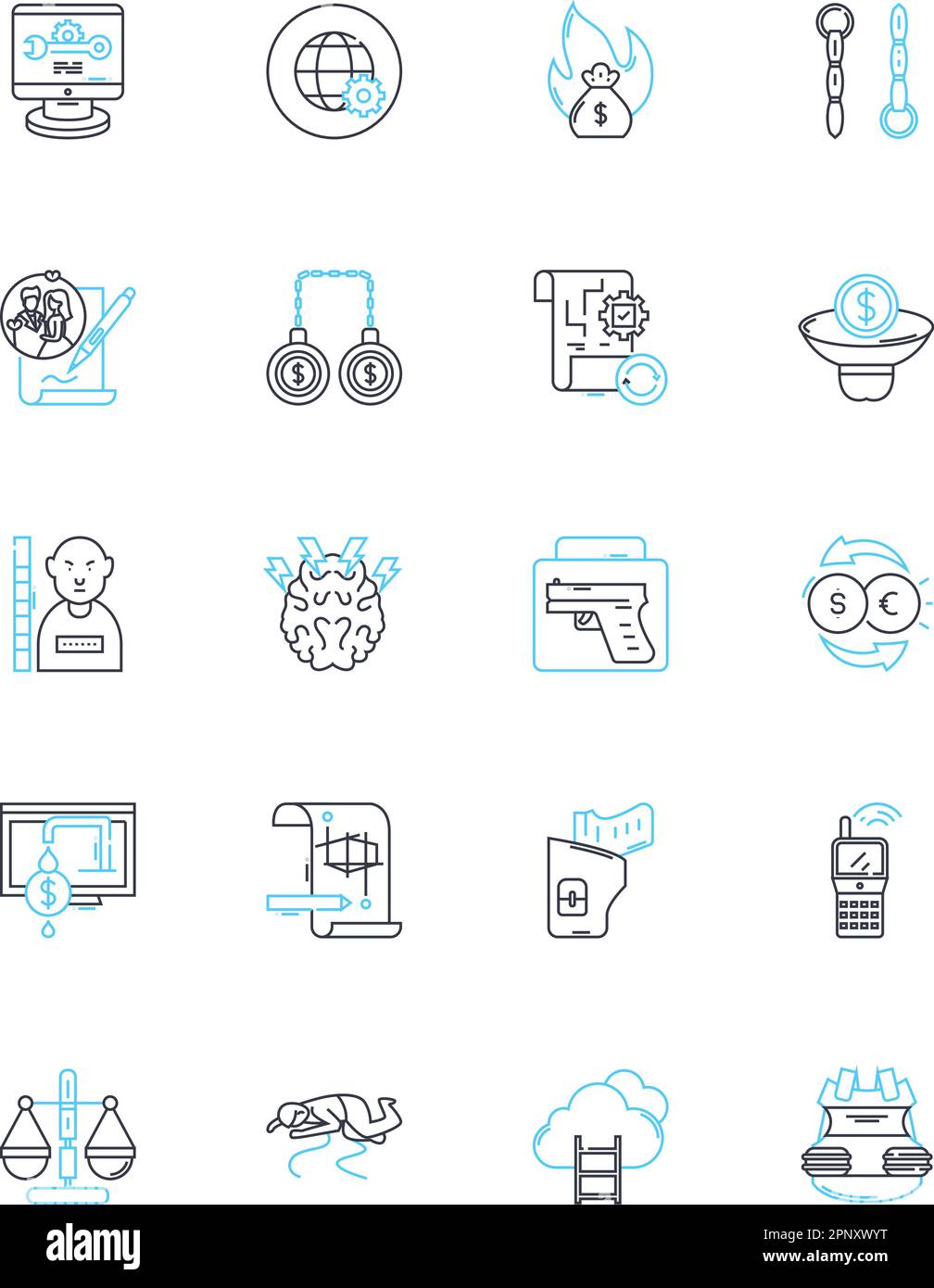 Fraudulence Linear Icons Set Deception Falsification Imposture Scam Misrepresentation