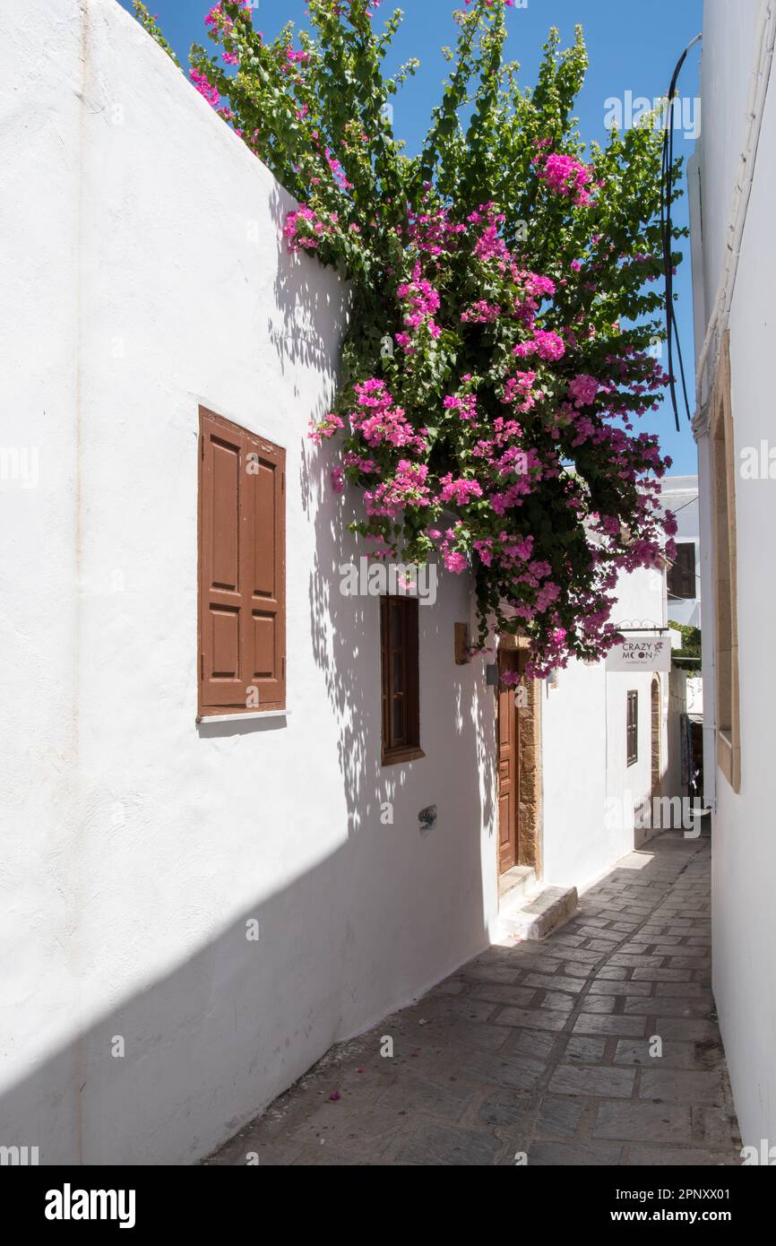 Traditional alley in village lindos hi-res stock photography and images ...