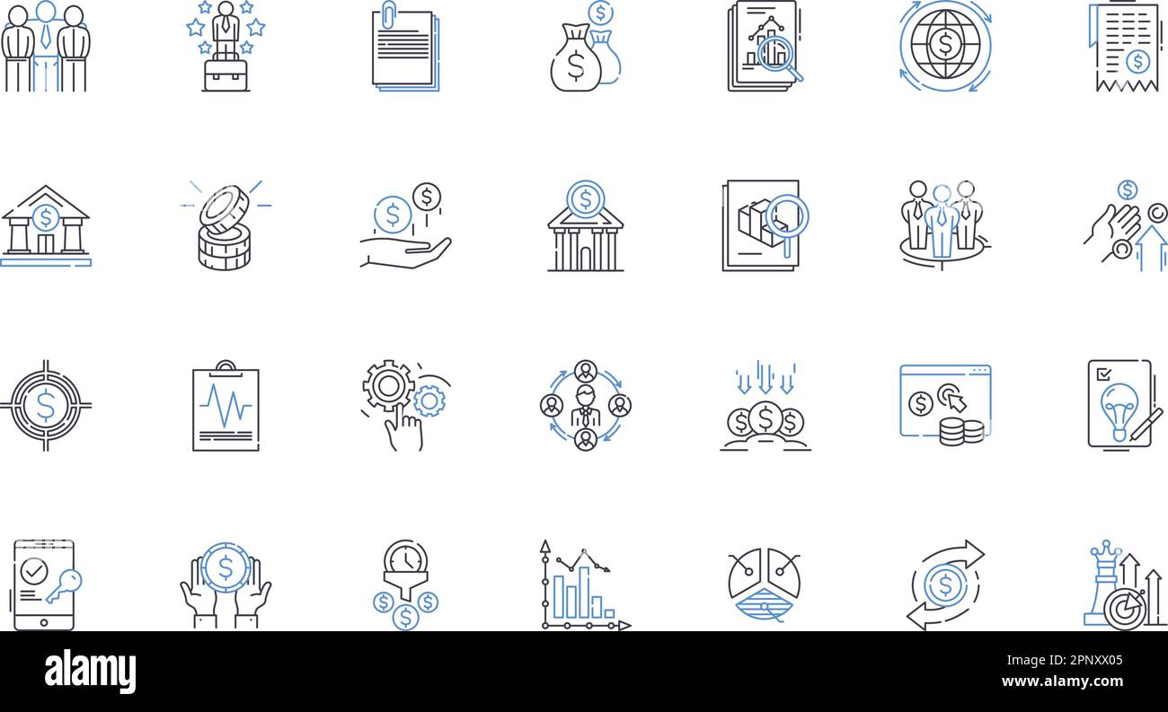 Corporate analysis line icons collection. Financial, Strategy, Performance, Governance, Metrics ...