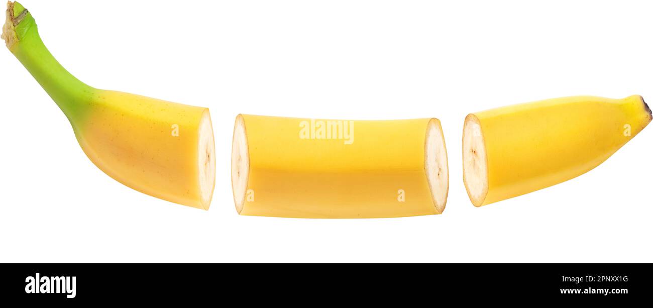 Isolated banana. Sliced single banana isolated on white background ...