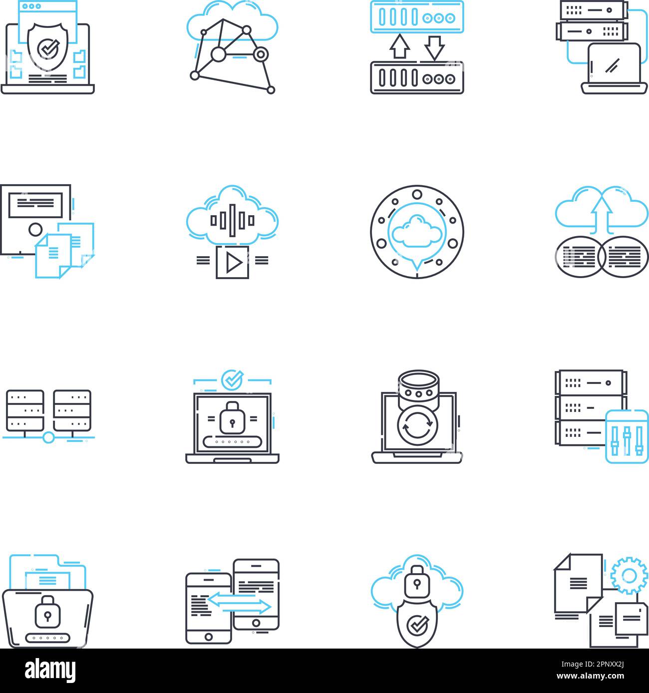 Digital Security Linear Icons Set Encryption Passwords
