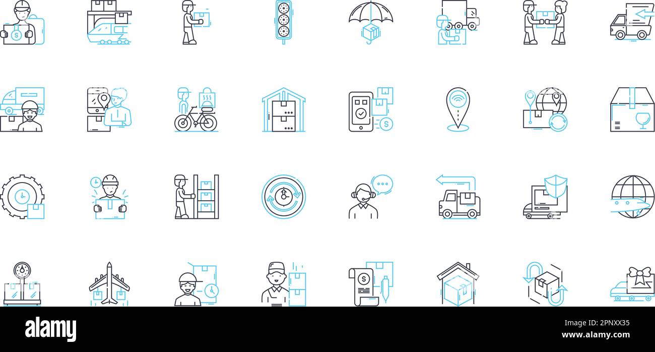 Courier business linear icons set. Delivery, Logistics, Transportation ...