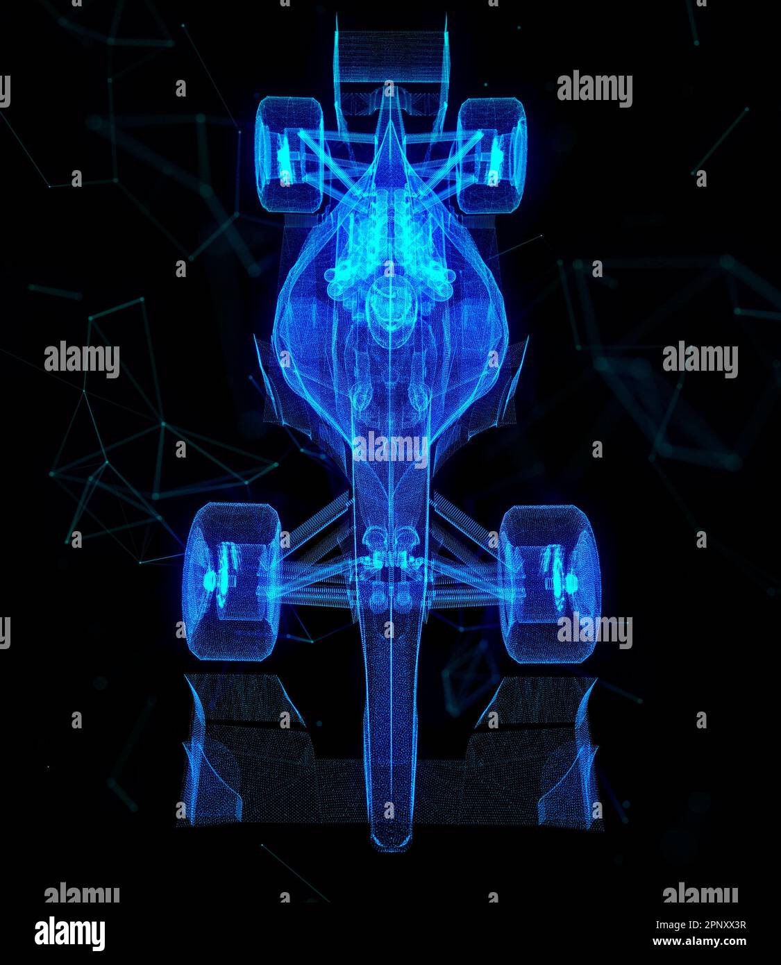 Car. Glow points, line and mesh formation of 3d Model Formula Stock ...
