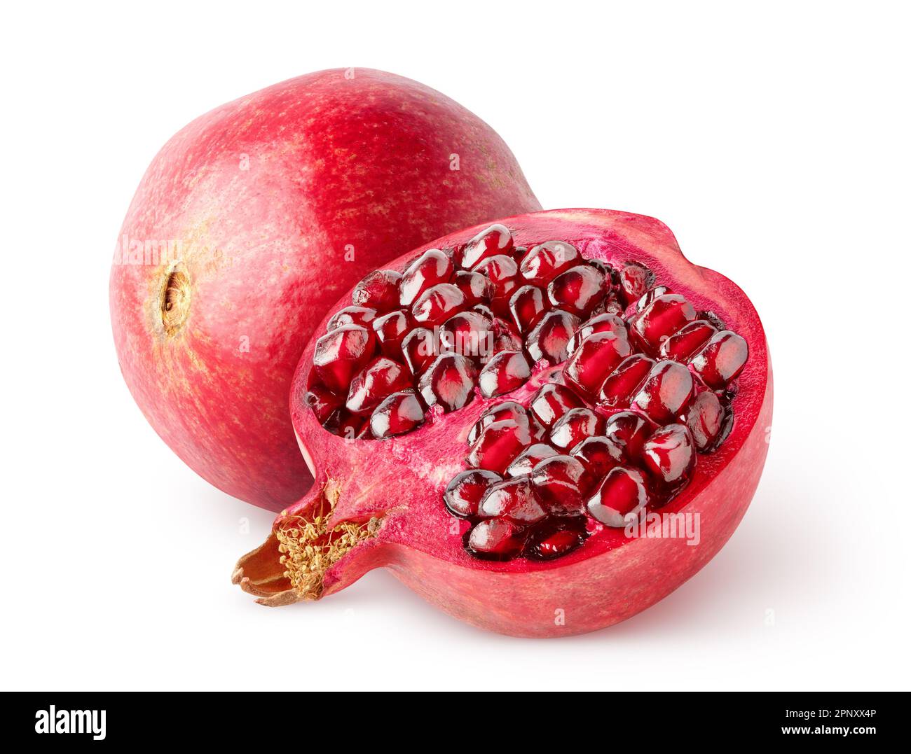 Isolated pomegranate. One whole and Half of juicy pomegranate fruit ...
