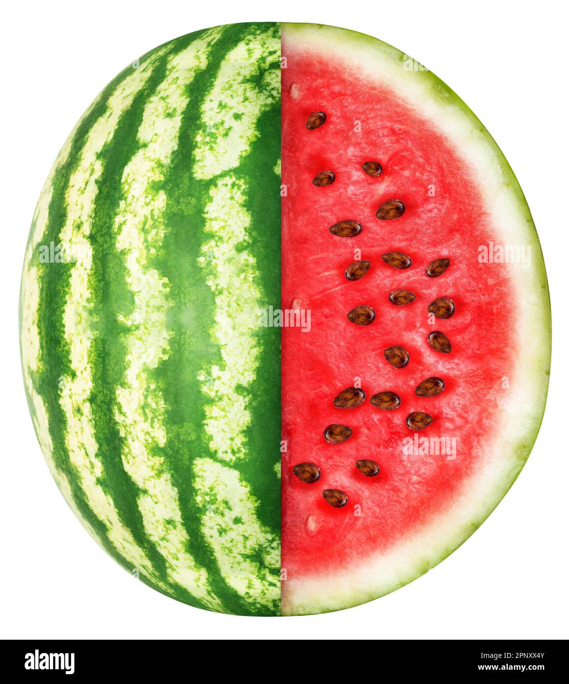 Isolated sliced watermelon. Cut of whole watermelon fruit isolated on ...