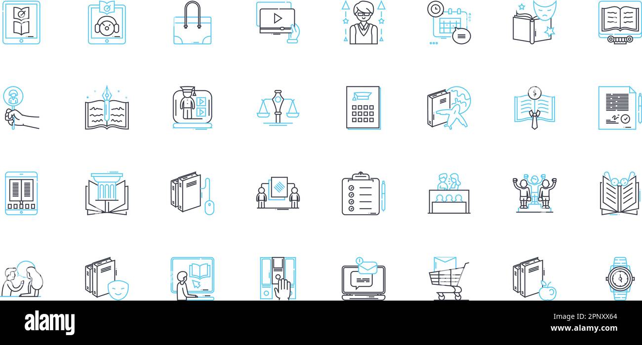 Inquiry plan linear icons set. Research, Investigation, Methodology, Analysis, Experiment ...
