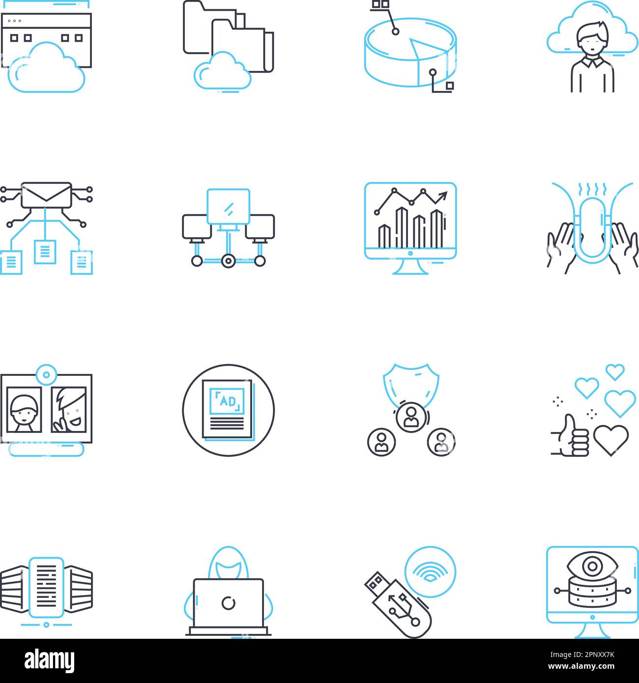 Computer Software Linear Icons Set Program Code Application Algorithm Database Compiler