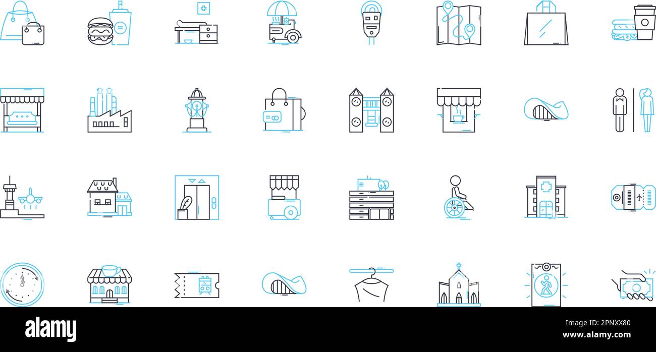 Contemporary cosmopolitan linear icons set. Urban, Modern, Global ...