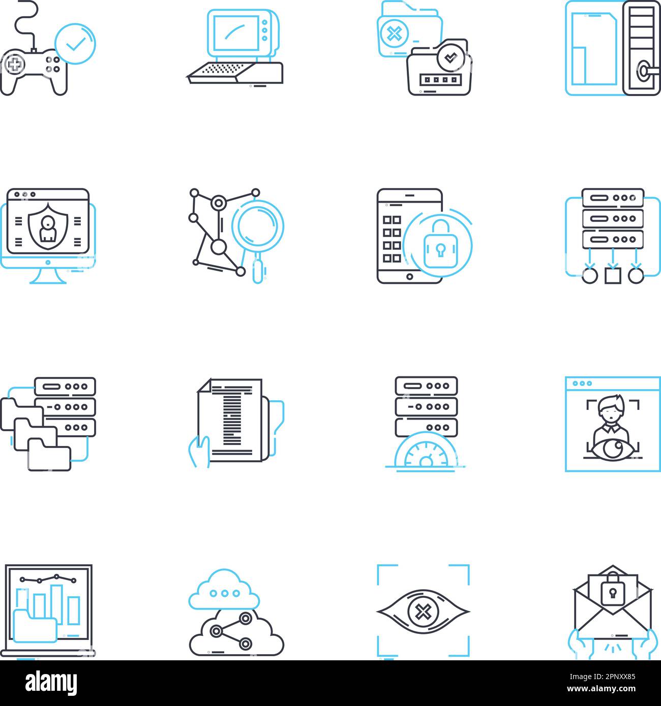 Social portfolio linear icons set. Connections, Sharing, Nerking ...