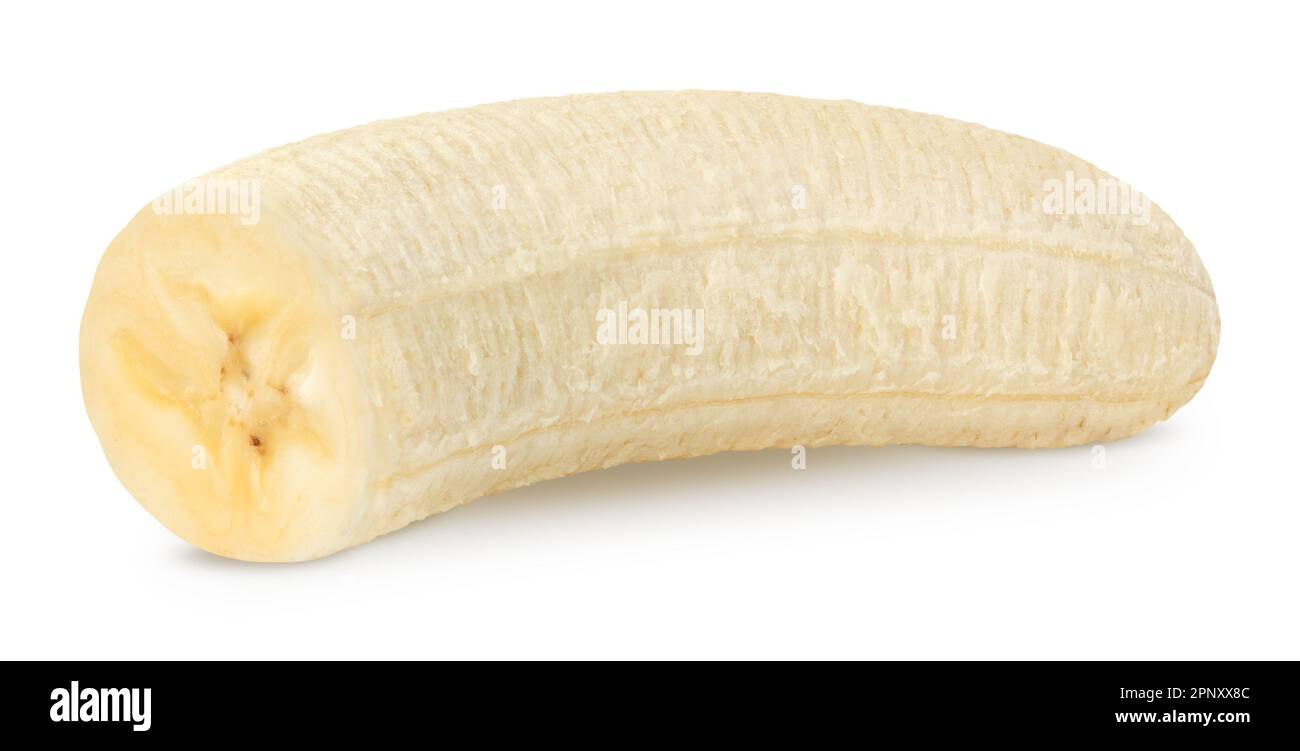 Isolated banana. Half of peeled banana isolated on white, with clipping ...
