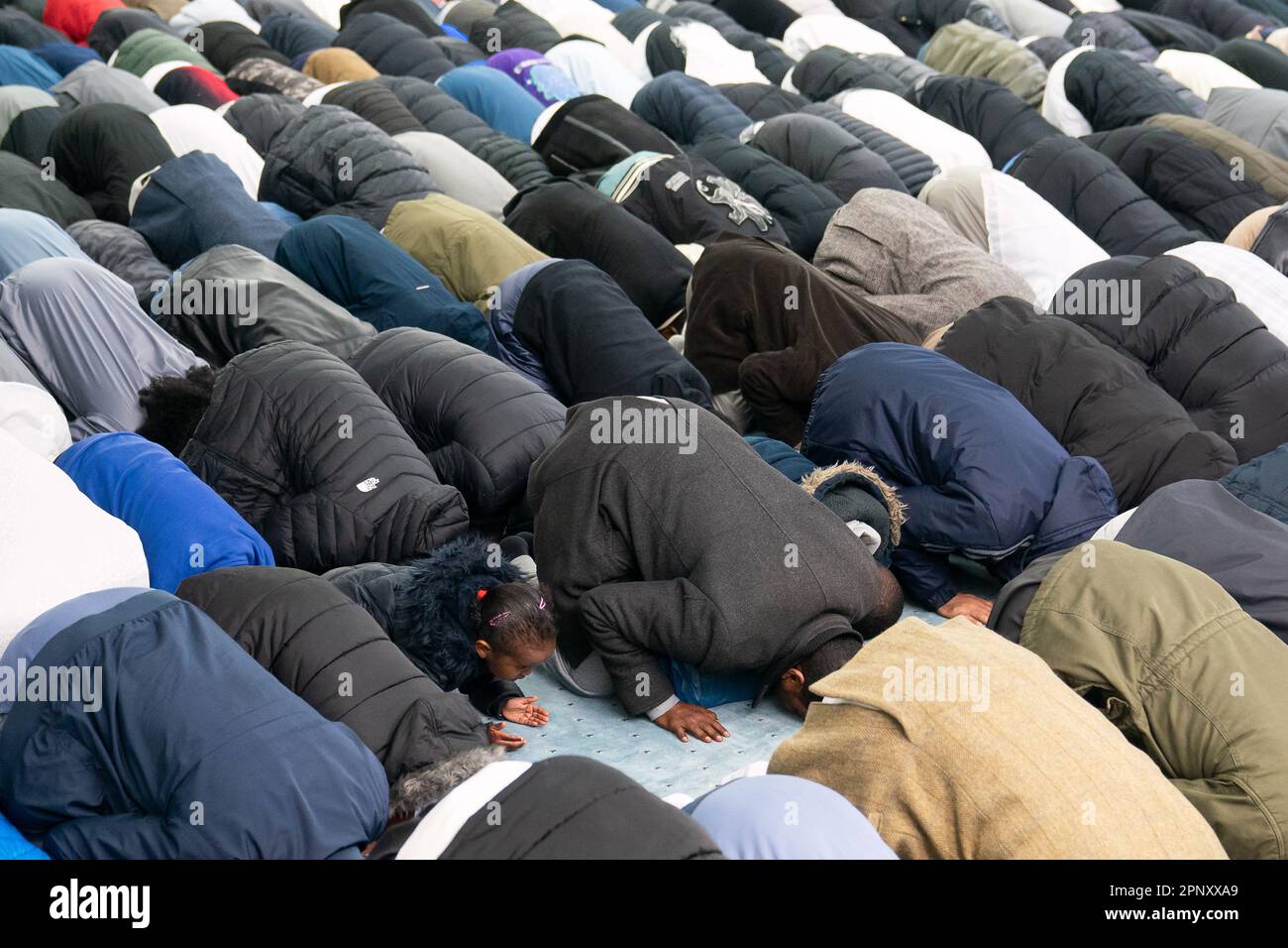 Worshippers gather for prayers at Green Lane Masjid in Birmingham as ...