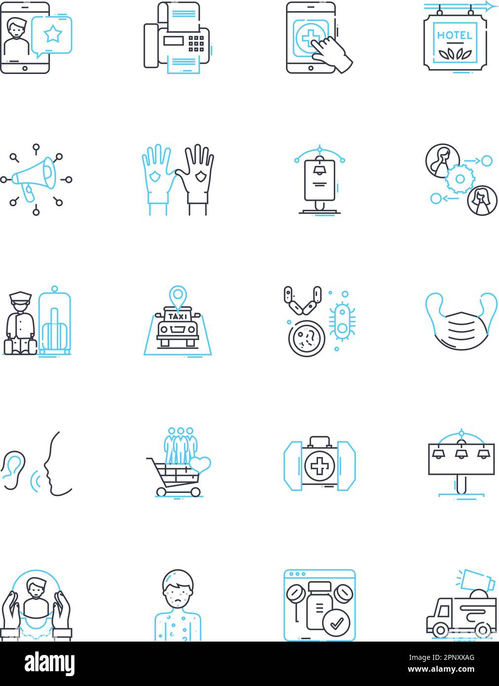 Consumer assistance linear icons set. Support, Help, Assistance, Advice ...