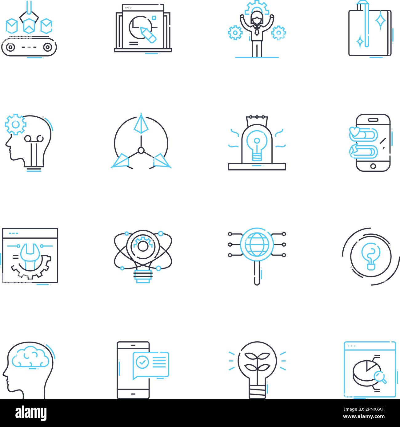 Social experience linear icons set. Connection, Interaction, Engagement, Participation ...