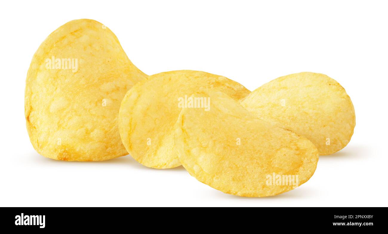 Isolated chips. Group of potato chips isolated on white background ...