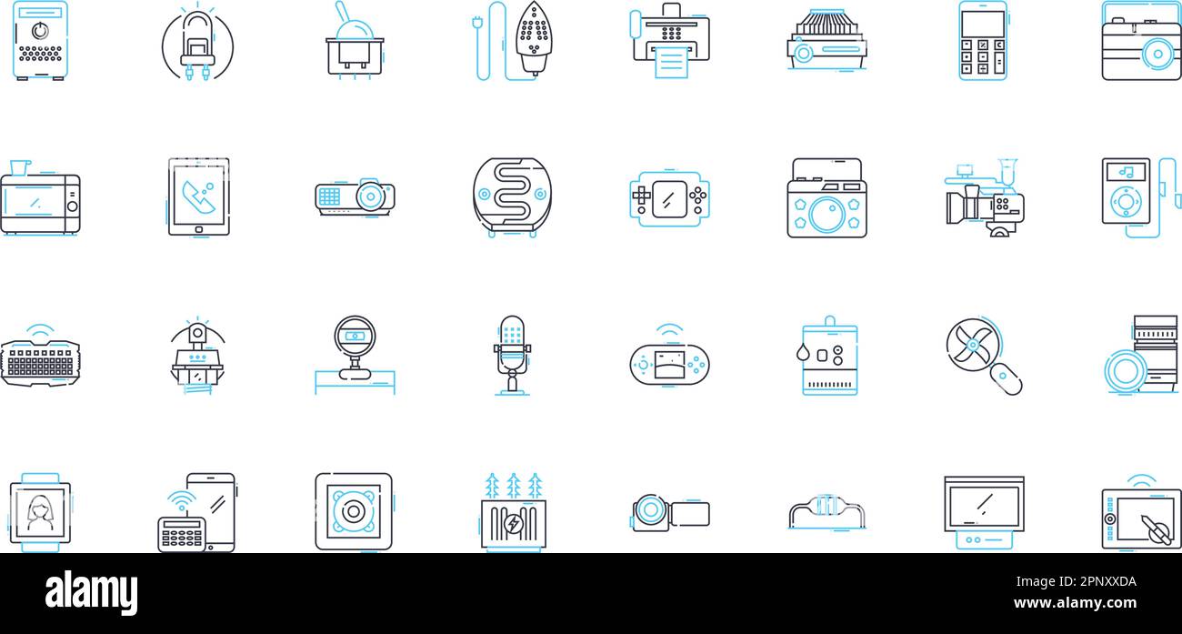 Electronics linear icons set. Gadgets, Devices, Technology, Innovation, Robotics, Smartphs ...