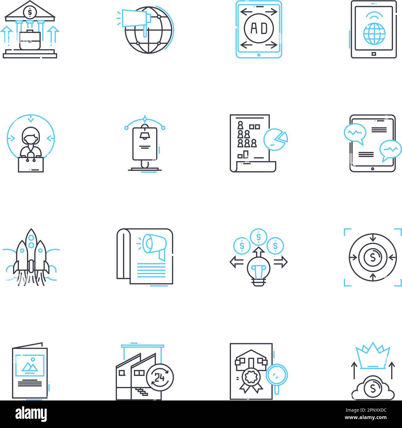Wholesale trade linear icons set. Distribution, Alliance, Channel ...