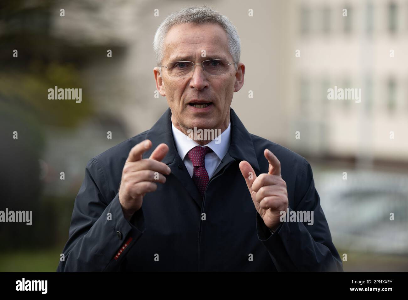 Ramstein Miesenbach, Germany. 21st Apr, 2023. Jens Stoltenberg, NATO ...