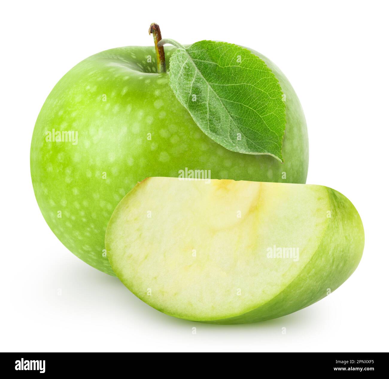 Isolated apple. Whole green apple fruit and a piece isolated on white ...